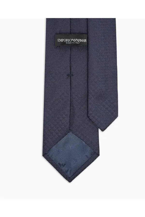 Emporio Armani Silk Tie With Jacquard Monogram