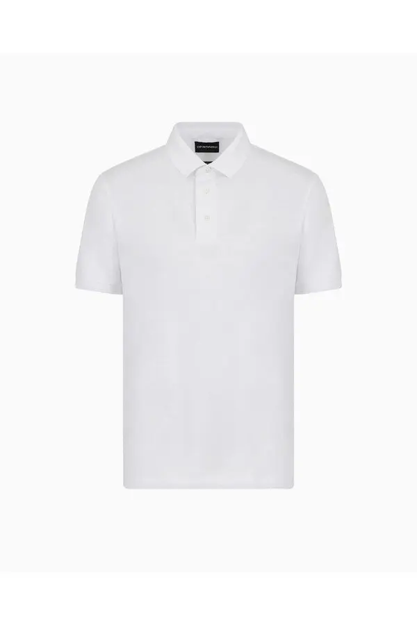 Emporio Armani Asv Lyocell-blend Jersey Polo Shirt - White
