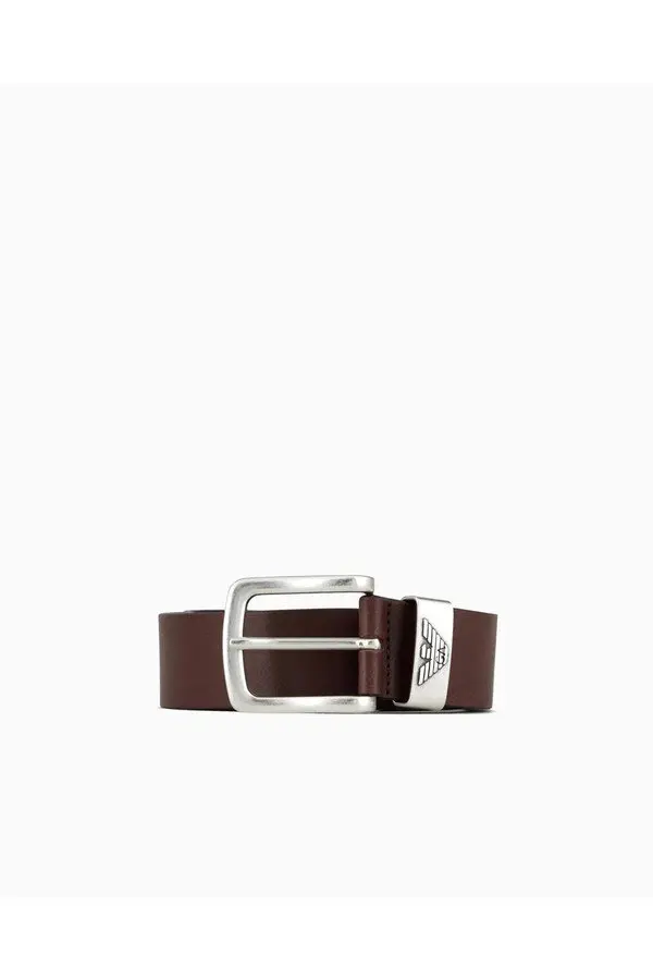 Emporio Armani Leather Belt With Logo Buckle - Red
