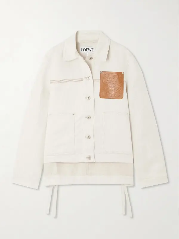 Loewe Asymmetric Leather-trimmed Jacket - Cream