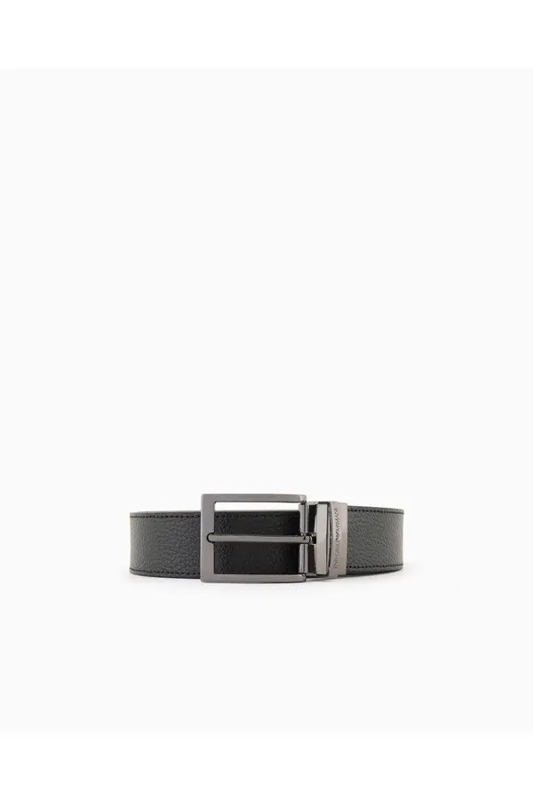 Emporio Armani Palmellato-leather Reversible Belt - Black