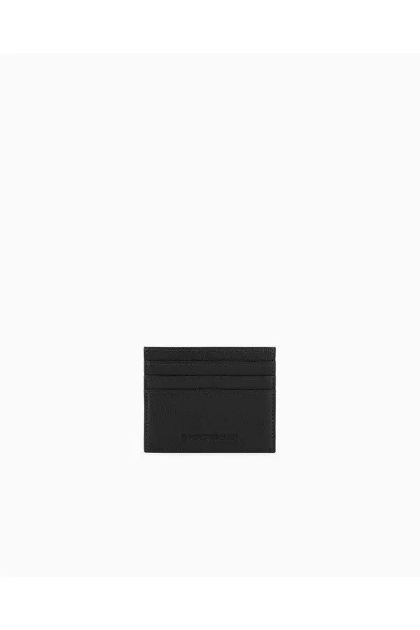 Emporio Armani Tumbled Leather Card Holder - Black