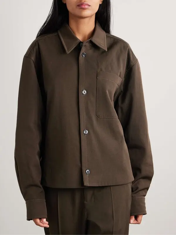 LEMAIRE Oversized Padded Wool-twill Jacket - Dark Brown