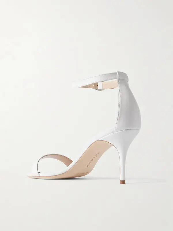Manolo Blahnik Chaos 70 Leather Sandals - White