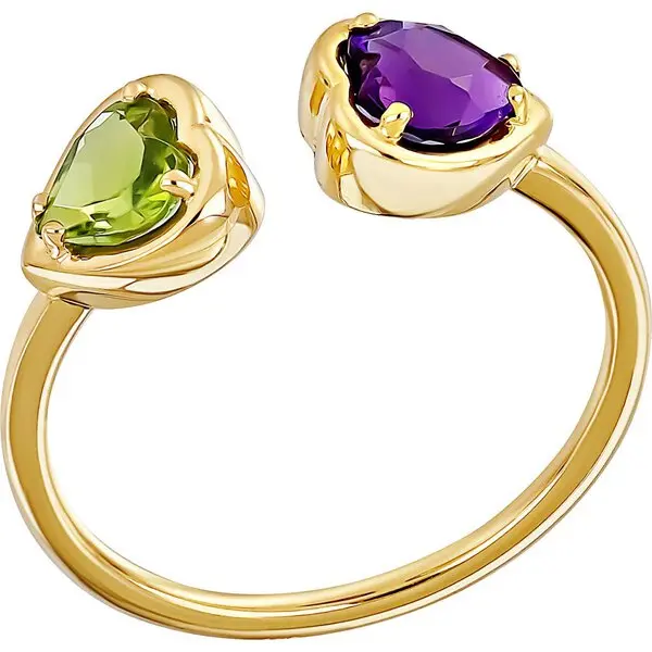 Bony Levy 14k Gold Gemstone Open Heart Ring - 14ky Pink/ Purple Stone