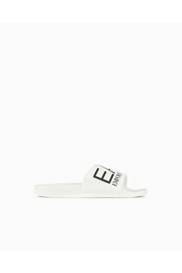 EA7 Sliders With Oversized Logo - White