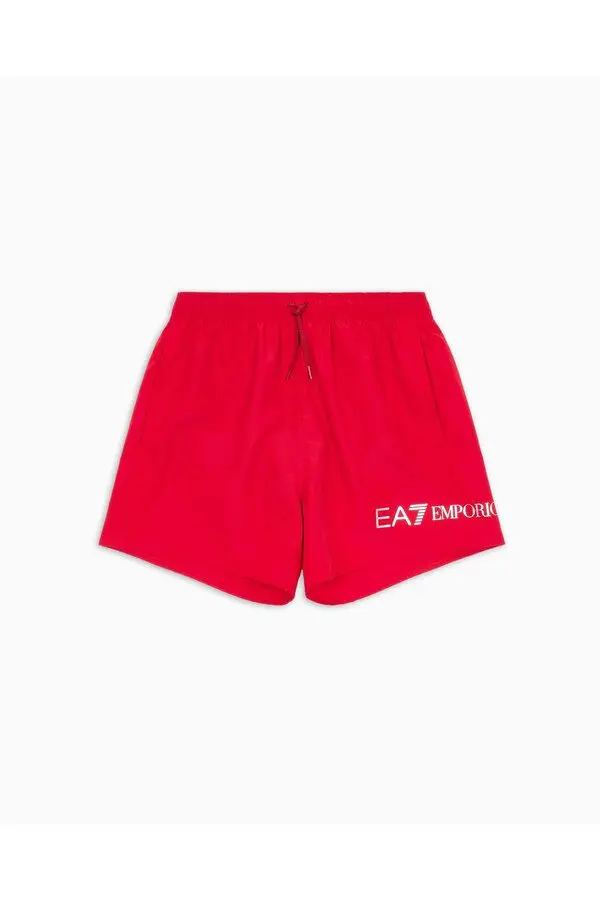 EA7 Swim Trunks With Logo - Red