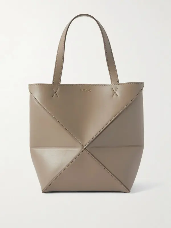 Loewe Puzzle Fold Mini Leather Tote - Neutrals