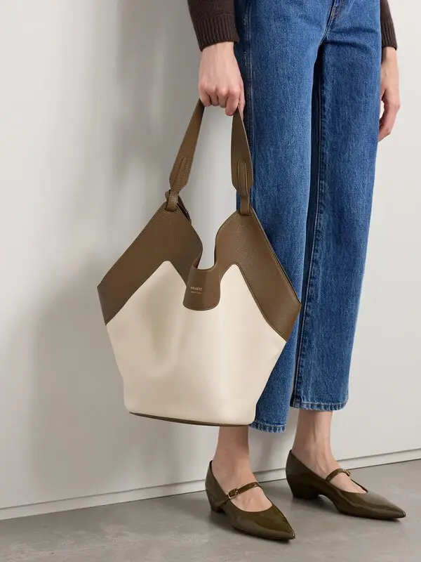 Khaite Lotus Medium Leather-trimmed Canvas Tote