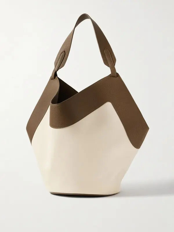Khaite Lotus Medium Leather-trimmed Canvas Tote
