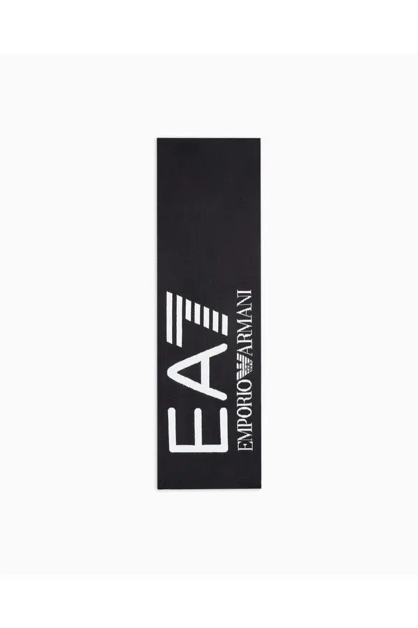 Emporio Armani Visibility Scarf With Ea7 Oversized Logo - Black