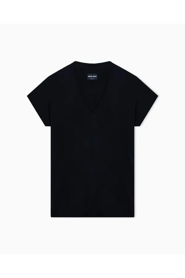 Giorgio Armani Jersey V-neck Top - Black