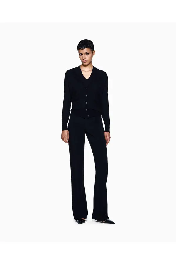 Giorgio Armani Jersey V-neck Top - Black