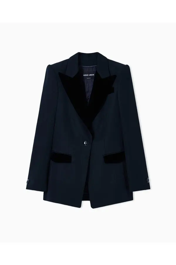 Giorgio Armani Barathea Wool And Velvet Single-breasted Jacket - Red
