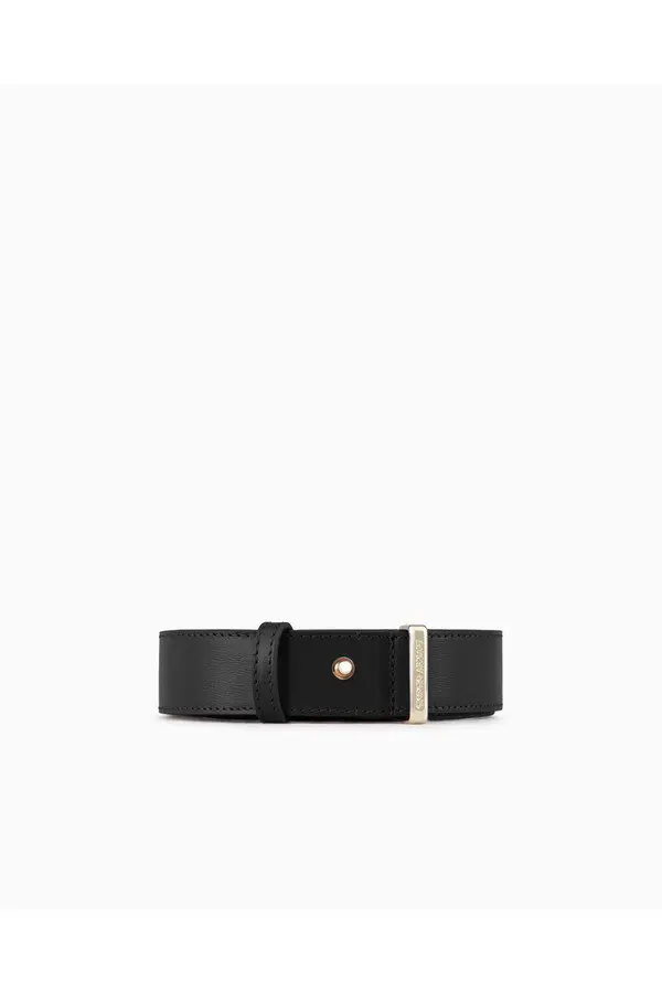Giorgio Armani Palmellato Leather La Prima Belt - Black