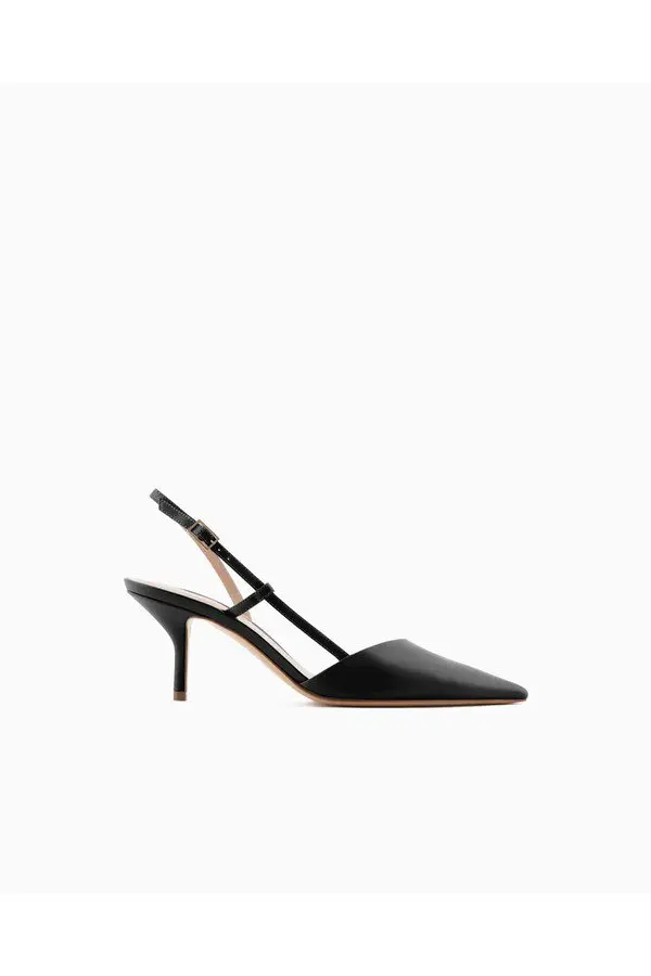 Giorgio Armani Leather Slingbacks - Black