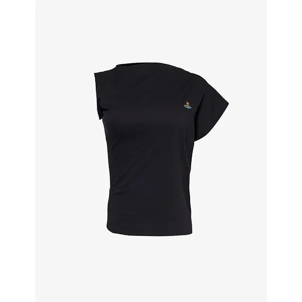 VIVIENNE WESTWOOD Hebo Asymmetric-neck Cotton-jersey T-shirt - Black