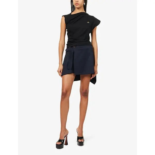 VIVIENNE WESTWOOD Hebo Asymmetric-neck Cotton-jersey T-shirt - Black
