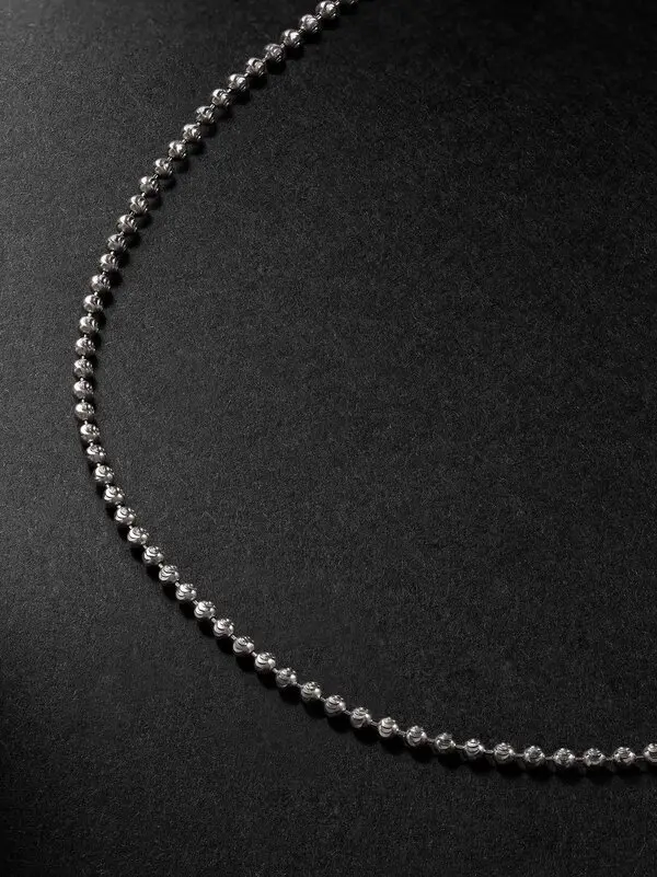 GREG YUNA Mooncut 14-karat White Gold Ball Chain 22-inch Necklace