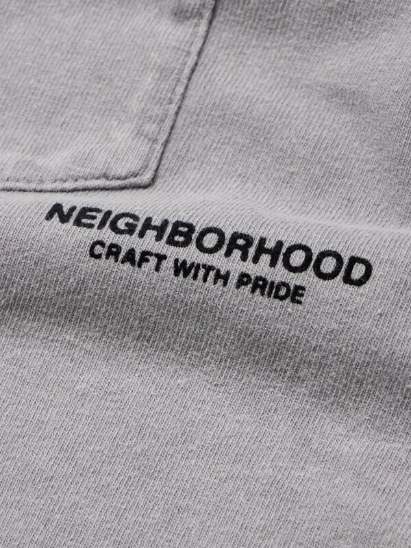 Neighborhood Savage Logo-Flocked Distressed Cotton-Jersey T-Shirt