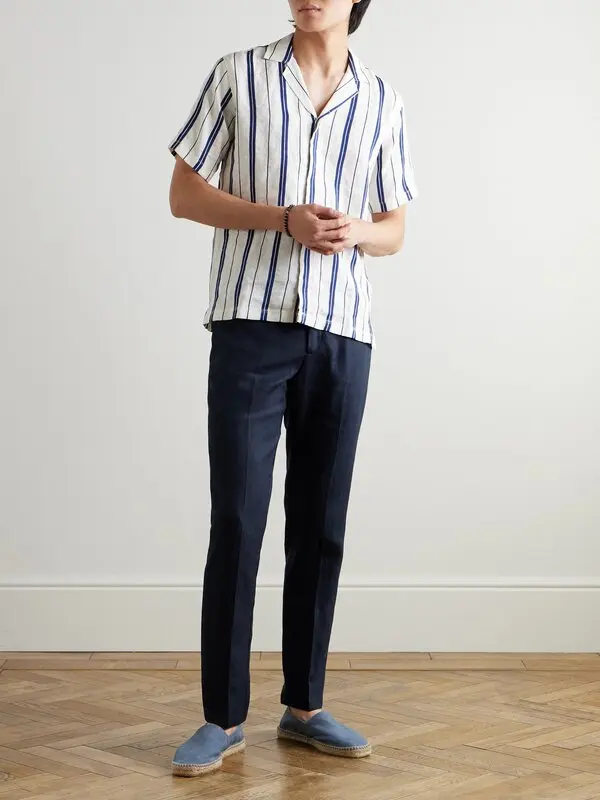 Orlebar Brown Griffon Tapered Linen Trousers - Blue