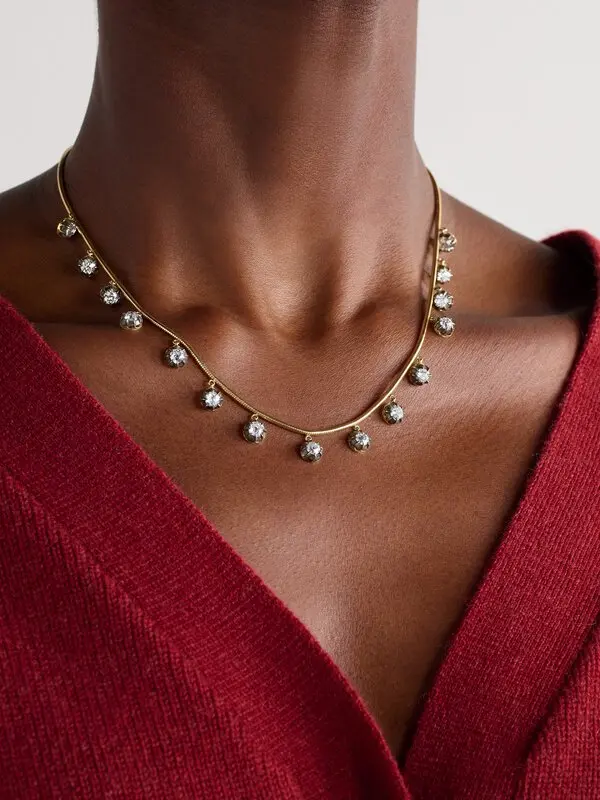 JENNA BLAKE Fringe 18-karat Rhodium-plated And Diamond Necklace