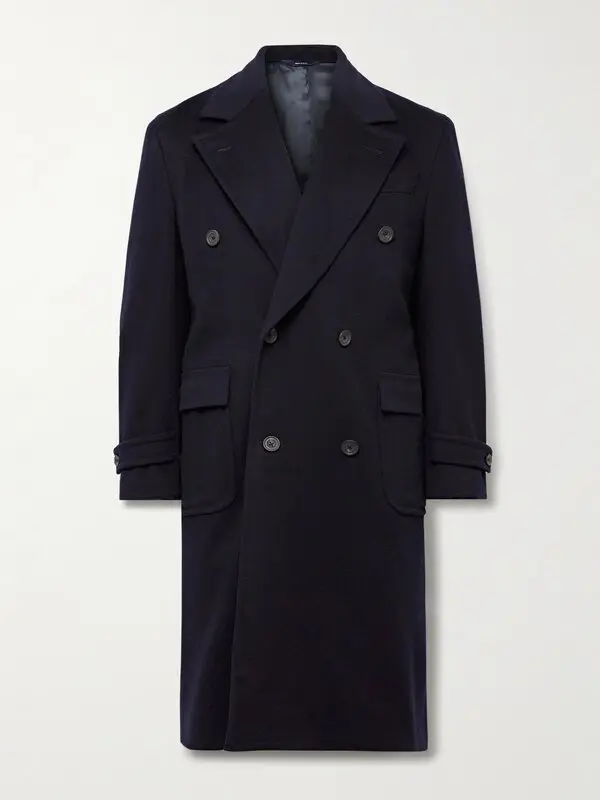 Thom Sweeney Double-breasted Wool And Cashmere-blend Felt Overcoat - Blue