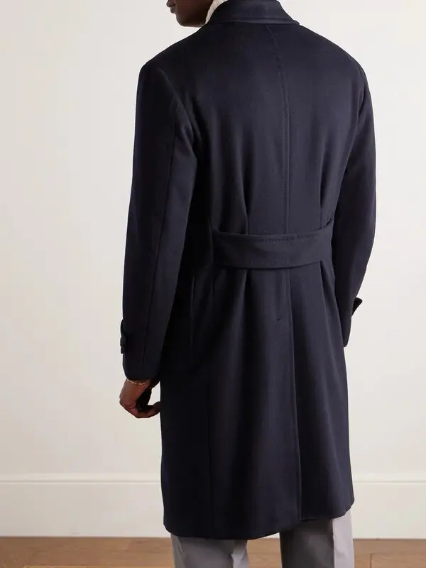 Thom Sweeney Double-breasted Wool And Cashmere-blend Felt Overcoat - Blue