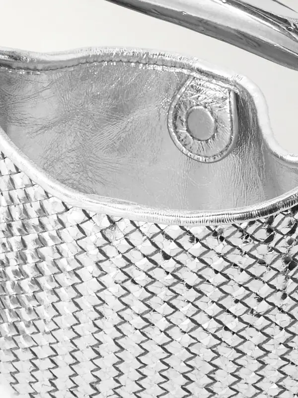 Bottega Veneta Baby Sardine Intrecciato Metallic Leather Shoulder Bag - Silver