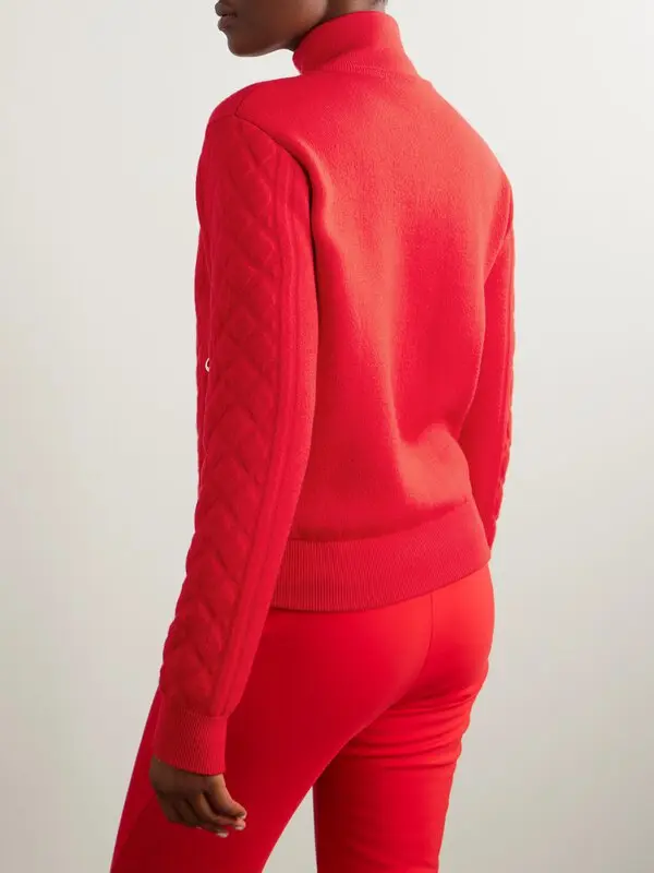 Fusalp Nuria Wool-blend Turtleneck Cardigan - Red