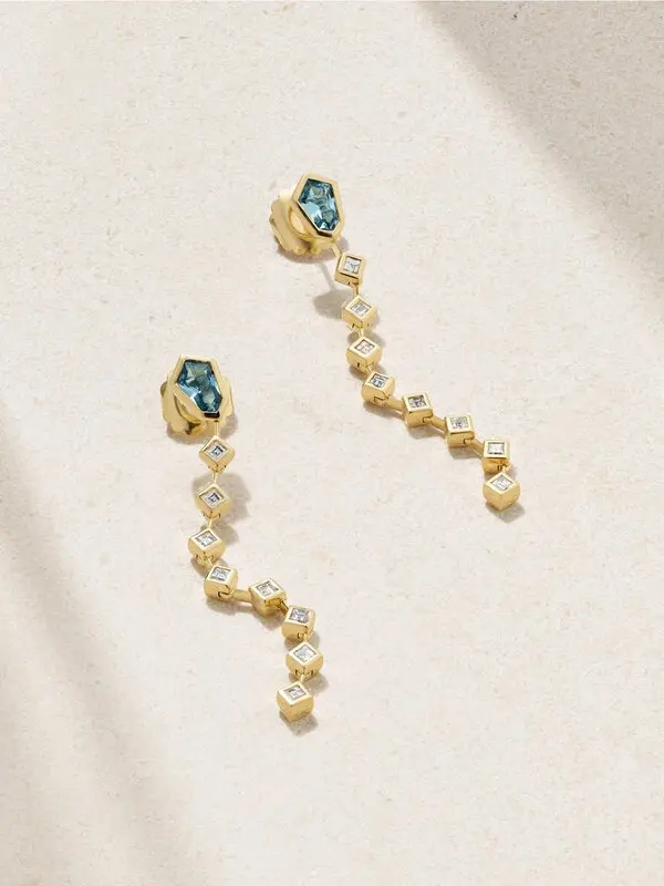 Brent Neale Kite Topaz And Diamond Earrings - Blue