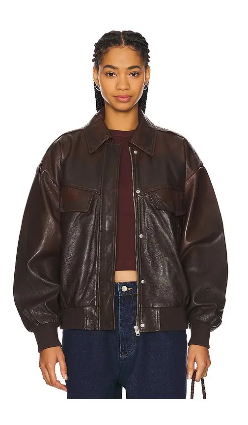 LAMARQUE Trevanna Leather Jacket - Rub Off Brow