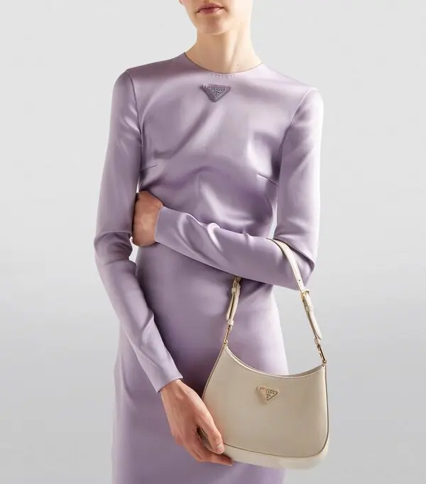 Prada Patent Leather Cleo Shoulder Bag - Neutral