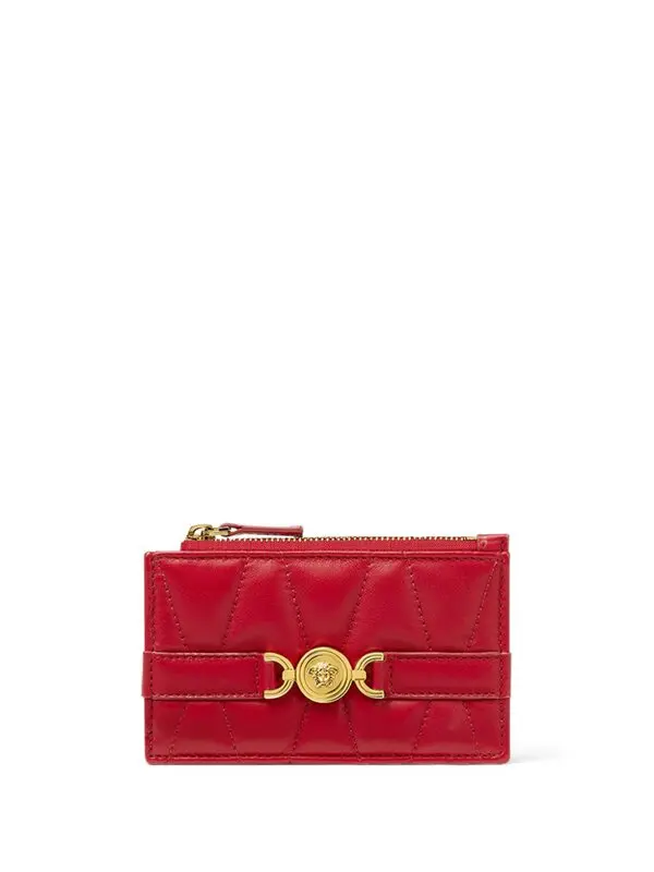 Versace Medusa '95 Quilted Zip-up Card Holder - Red
