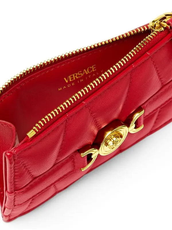 Versace Medusa '95 Quilted Zip-up Card Holder - Red
