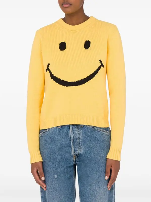 Moschino Smiley Cotton Blend Sweater - Yellow