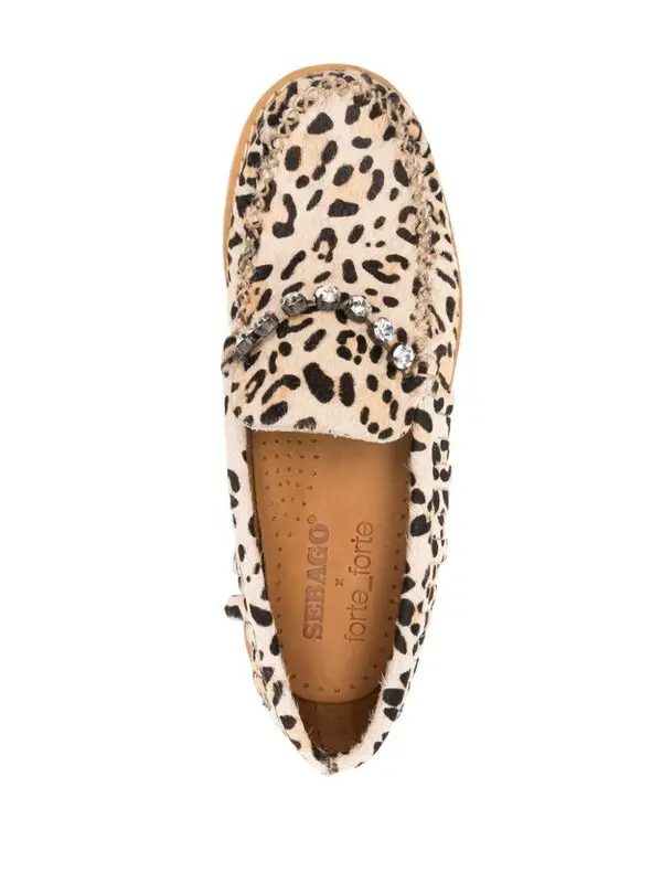 FORTE_FORTE Crystal-embellished Loafers - Brown