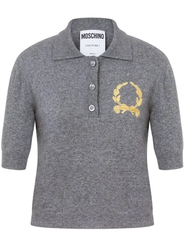 Moschino Embroidered Polo Shirt - Grey