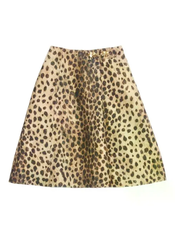 Valentino Garavani Jaguar Spots Wool Knee Length Skirt