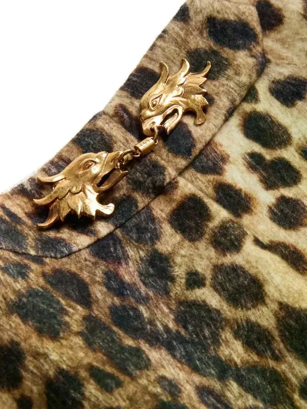 Valentino Garavani Jaguar Spots Wool Knee Length Skirt