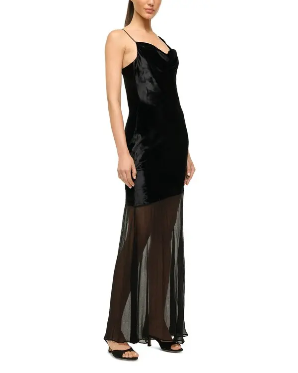 Staud Beaton Velvet Mixed Media Dress - Black