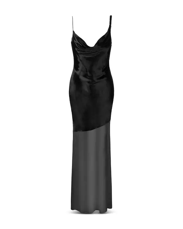 Staud Beaton Velvet Mixed Media Dress - Black