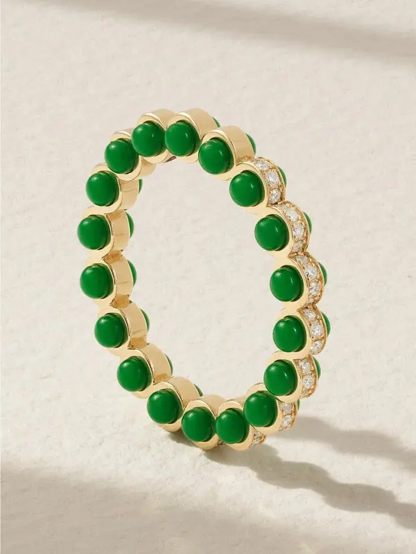 L'ATELIER NAWBAR Atoms 18-karat Gold, Diamond And Enamel Ring - Green