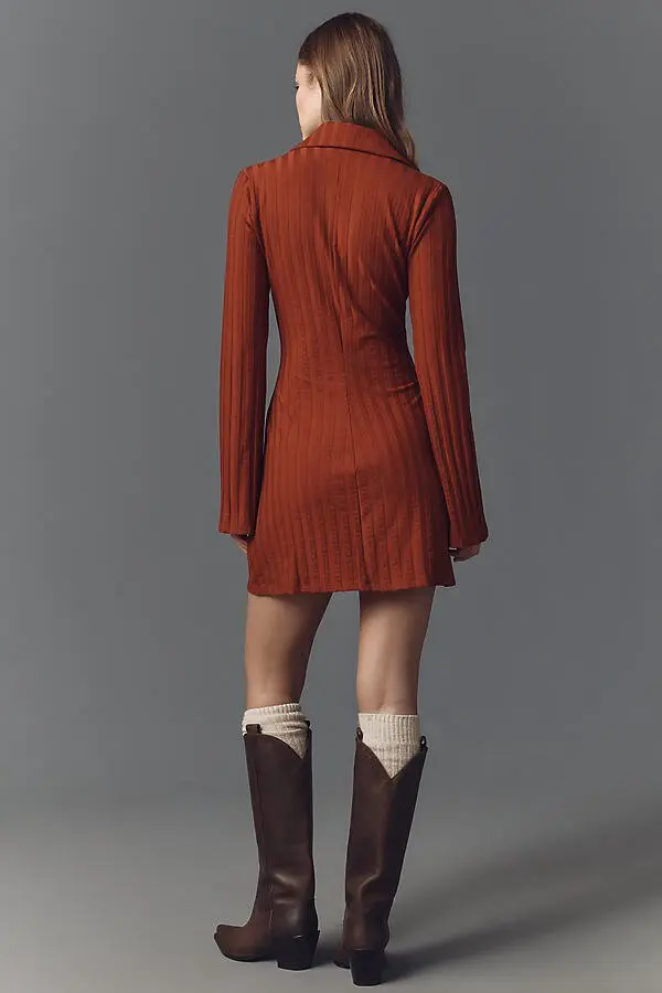 REFORMATION Benton Ribbed Button-front Mini Dress