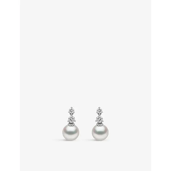 Yoko London Akoya Pearl And Diamond Earrings - White Gold