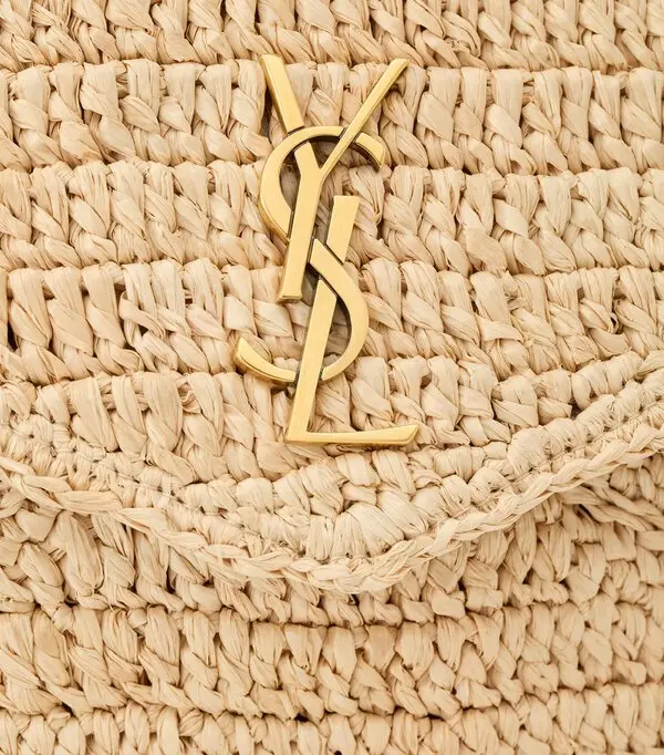 Saint Laurent Raffia Cassandre Envelope Pouch - Brown