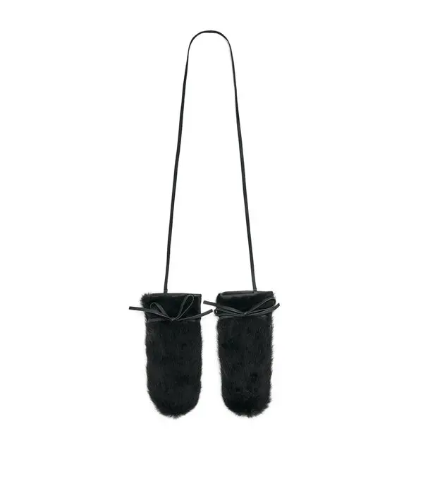 YVES SALOMON Mink Fur And Leather Mittens - Black