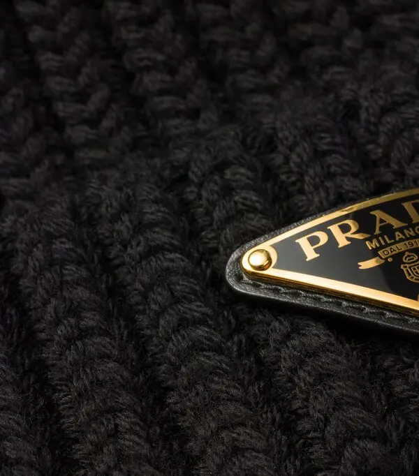Prada Wool Beanie With Logo - Black