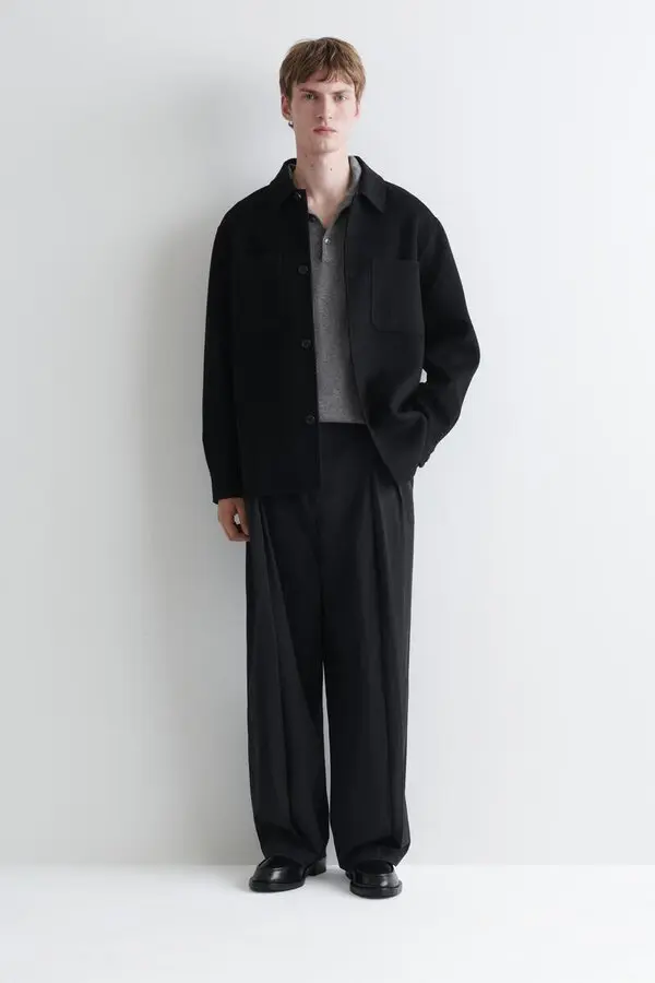 Cos Double-faced Wool Overshirt - Black