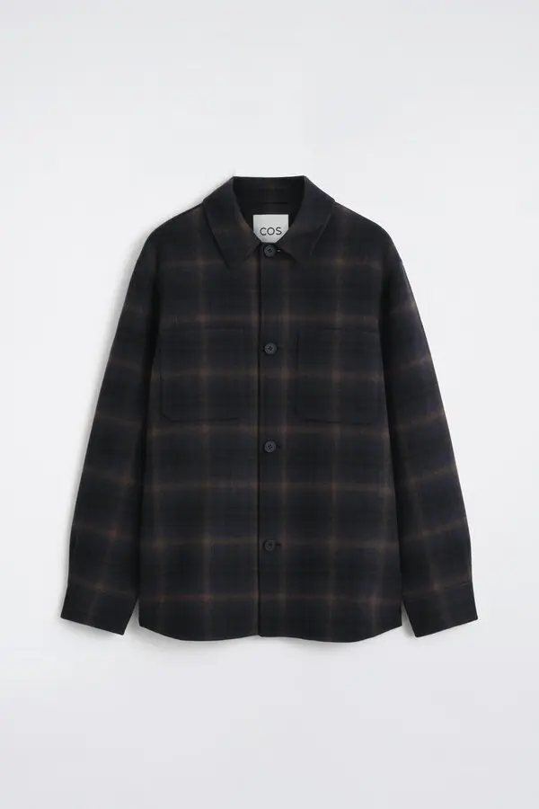 Cos Double-faced Wool Overshirt - Navy